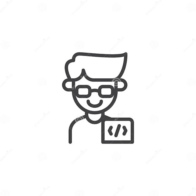 Programmer Man Outline Icon Stock Vector - Illustration of programmer ...