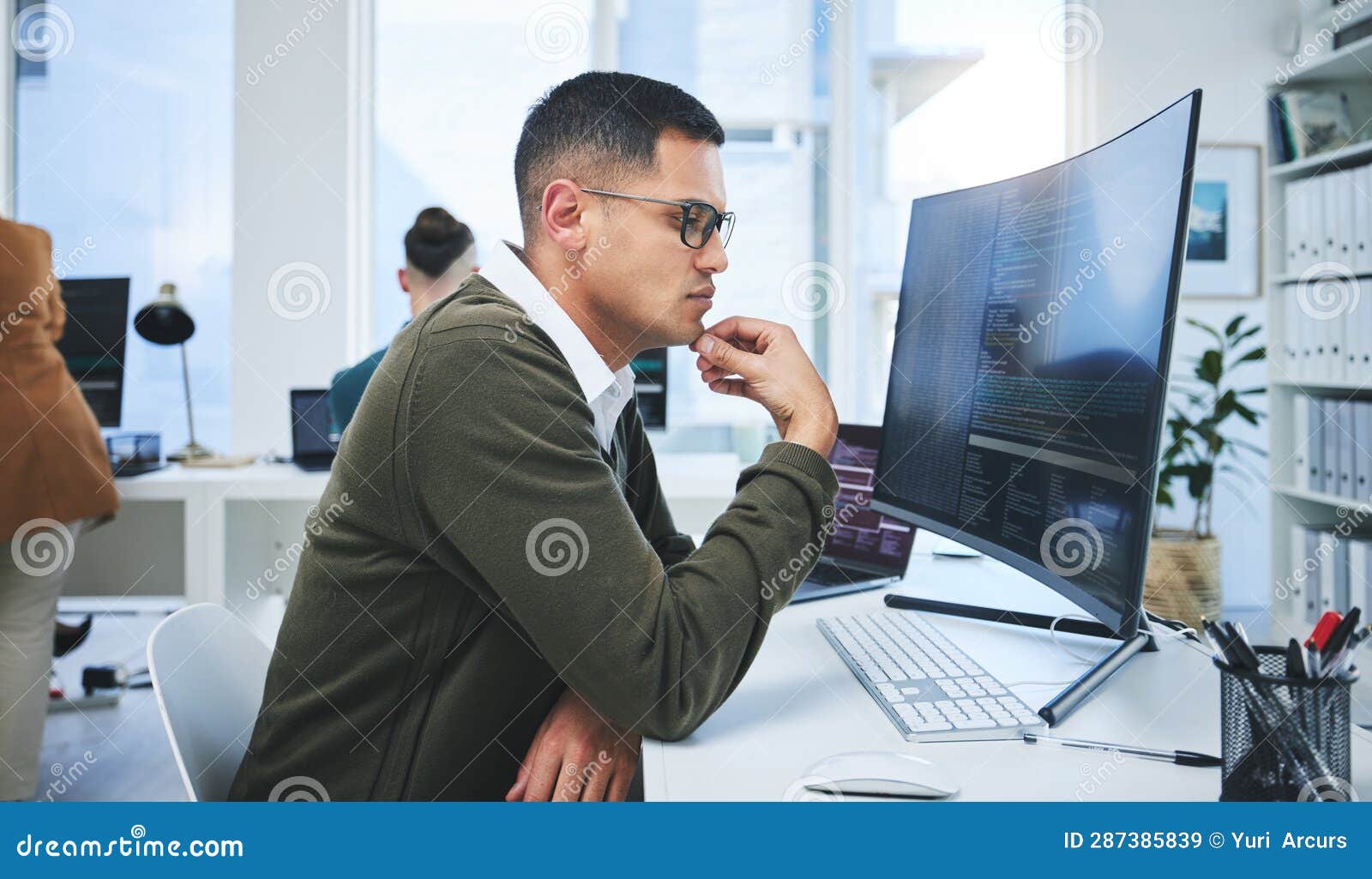 Programmer Man Software Development And Thinking At Computer For Coding Software Script Or 6489