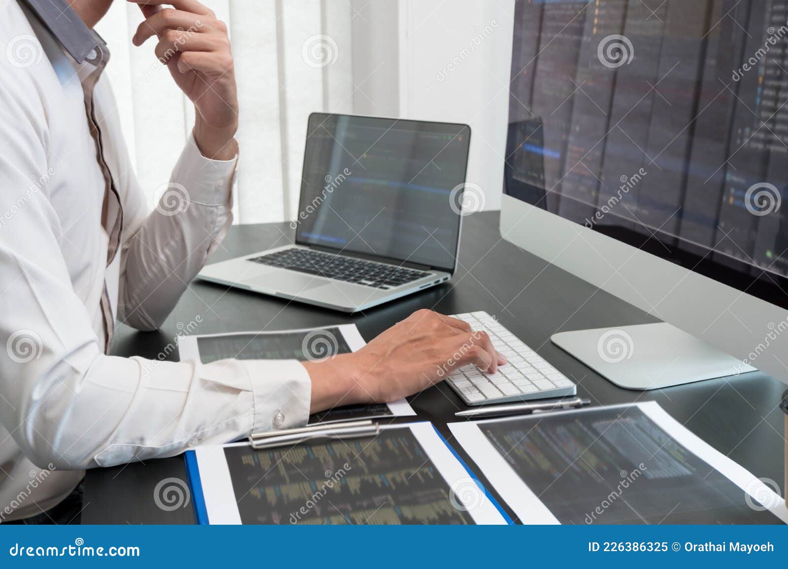 Programmer Man Working With Computer Programming Professional Development And Coding