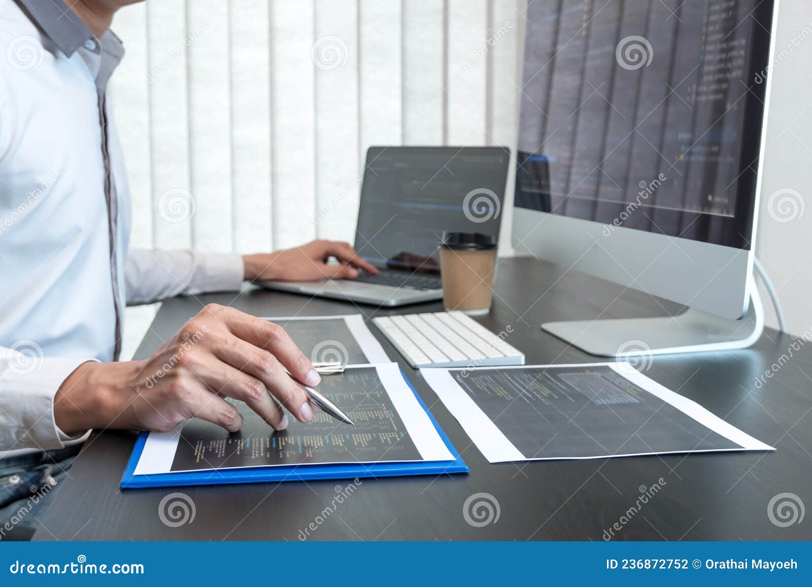 Programmer Man Working With Computer Programming Professional Development And Coding