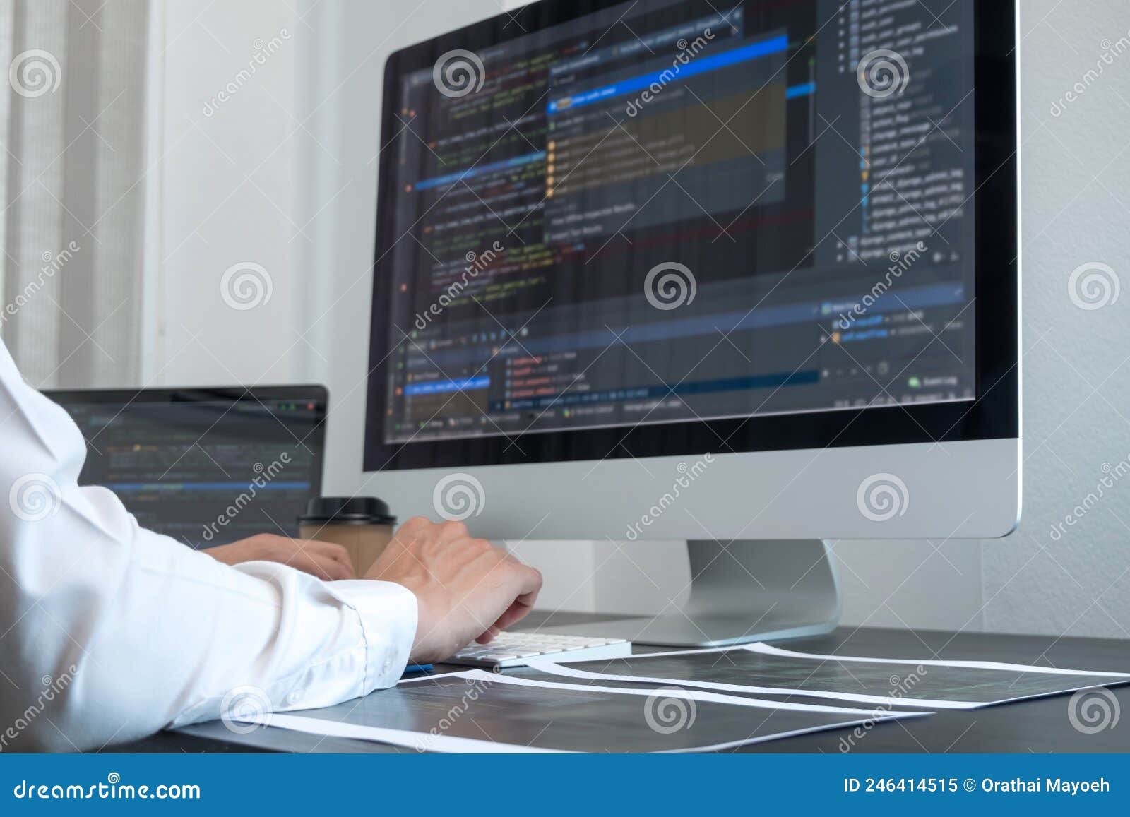 Programmer Man Working With Computer Programming Professional Development And Coding 7654