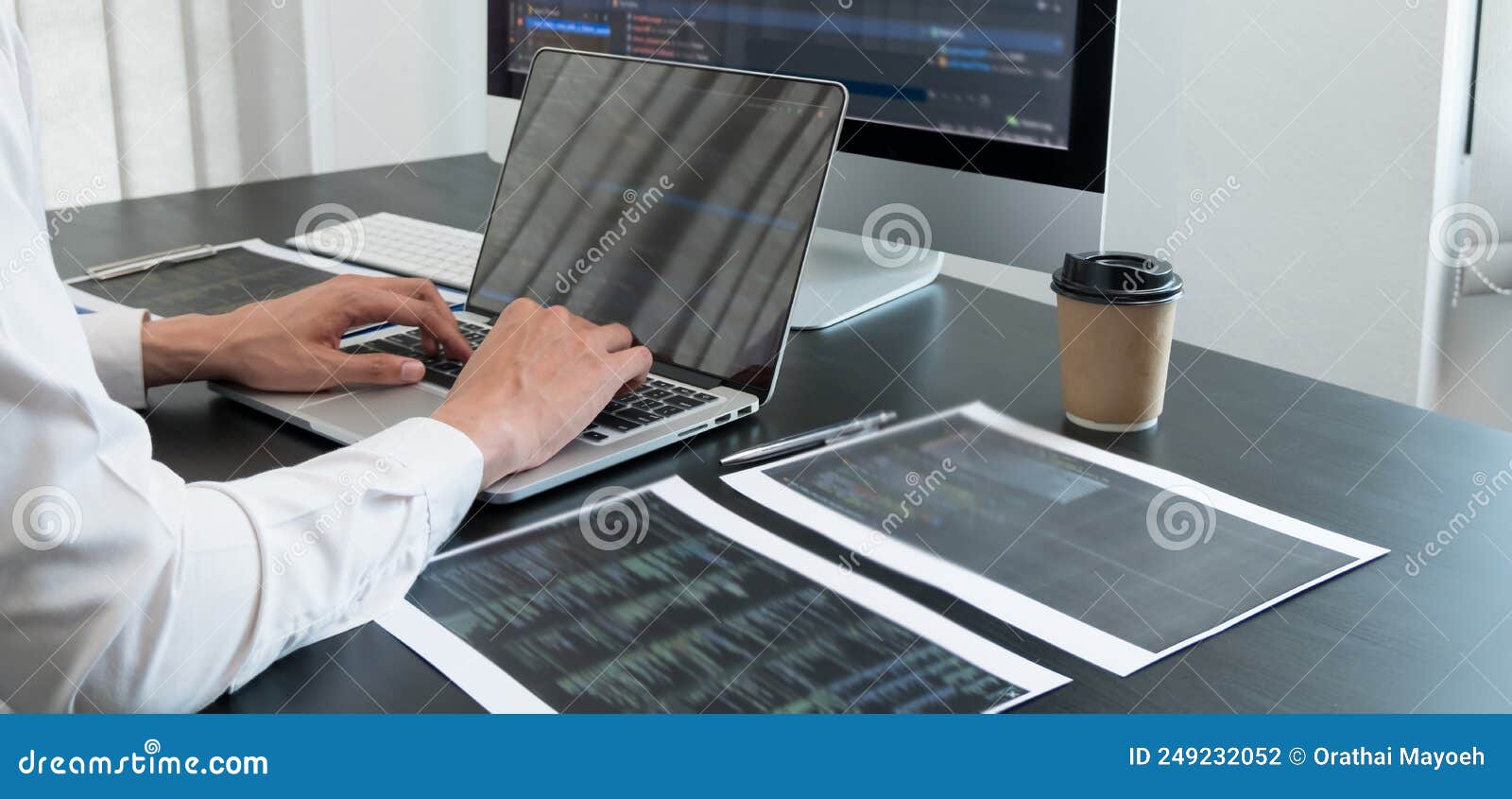 Programmer Man Working With Computer Programming Professional Development And Coding