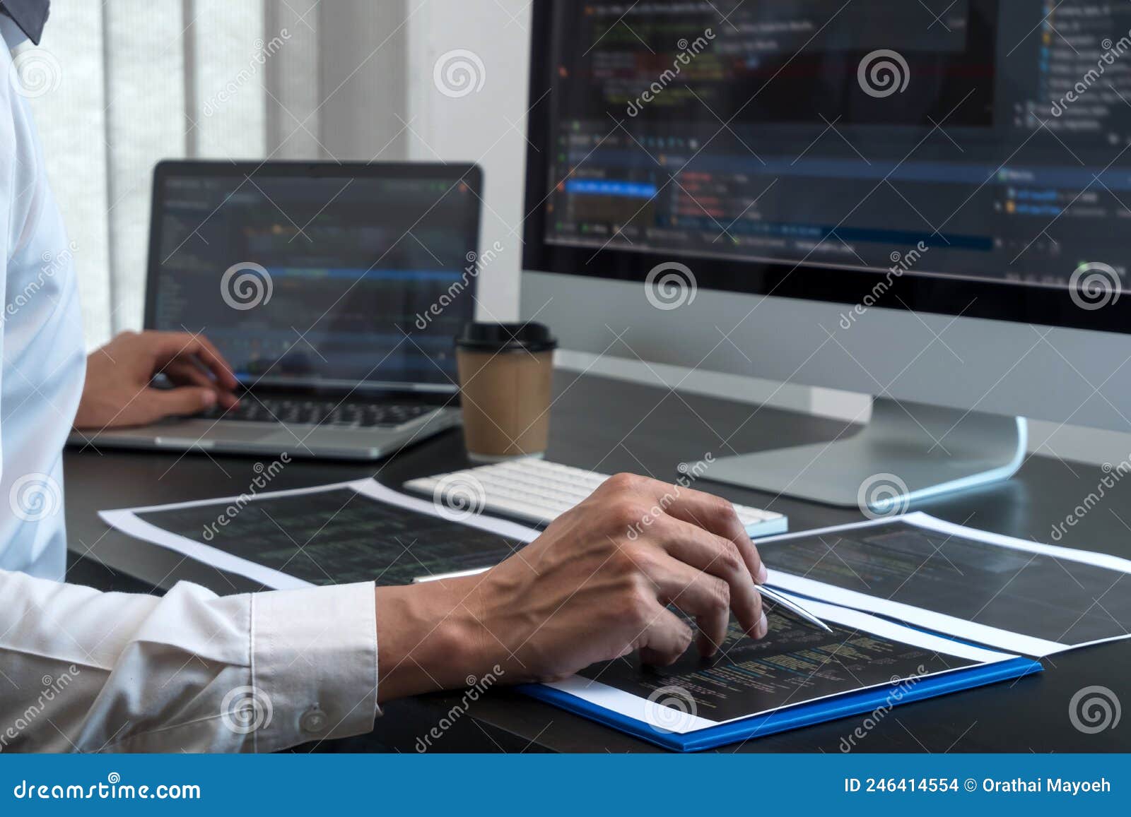 Programmer, Man Working with Computer Programming, Professional Development, and Coding ...