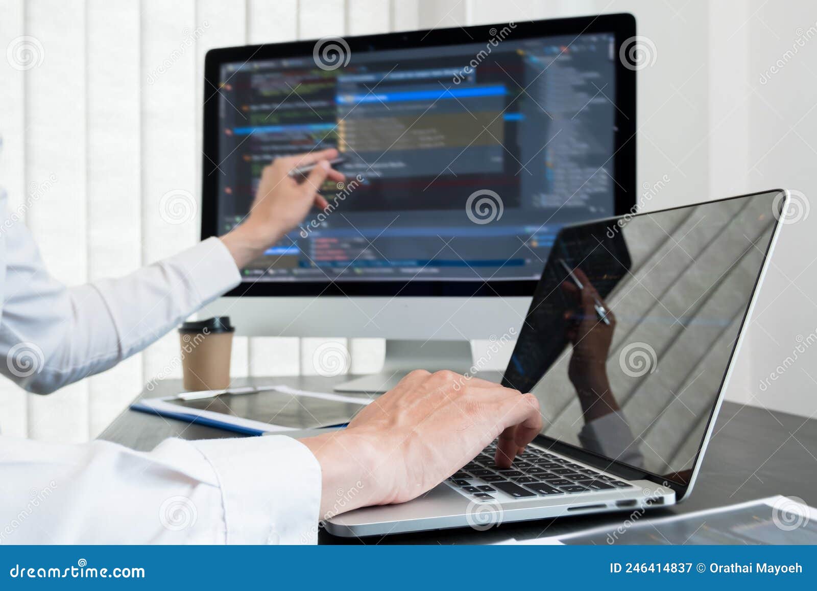 Programmer Man Working With Computer Programming Professional Development And Coding