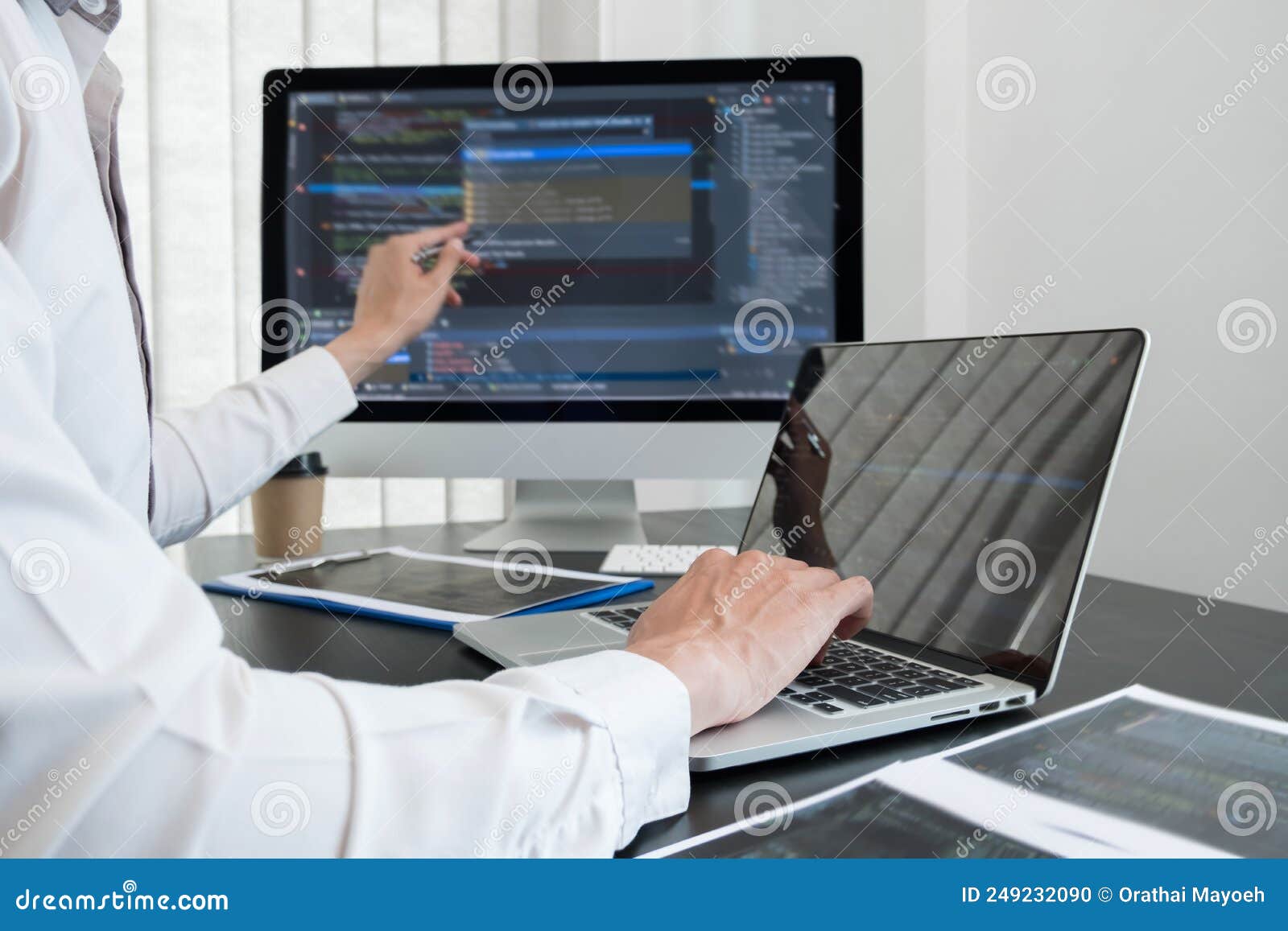 Programmer Man Working With Computer Programming Professional Development And Coding