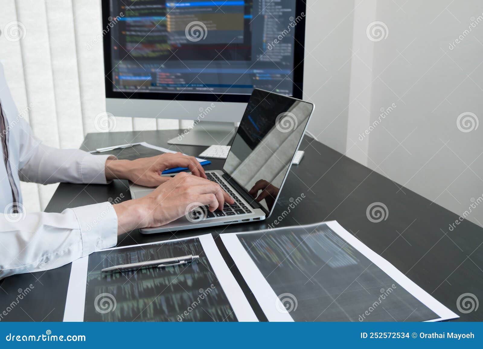 Programmer Man Working With Computer Programming Professional Development And Coding