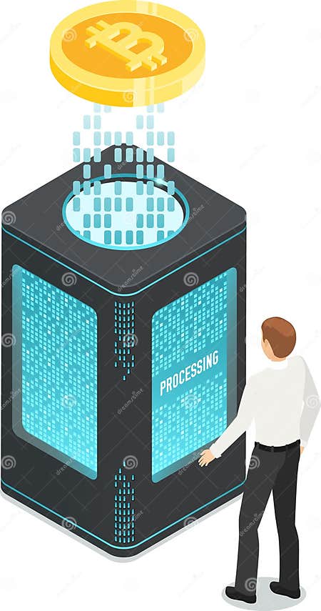 Programmer Managing Cryptocurrency Mining on a Powerful Server Tower ...