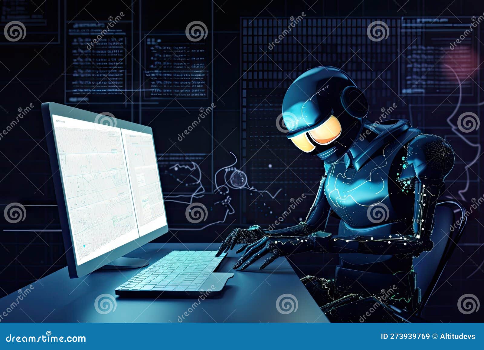 Programmer, Meticulously Tweaking the Code for Sophisticated Robot S Advanced Functions Stock ...