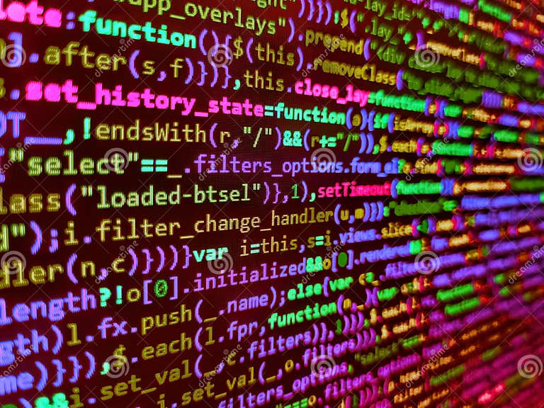 Programmer Occupation. Code on Dark Background. Front-end Applications ...