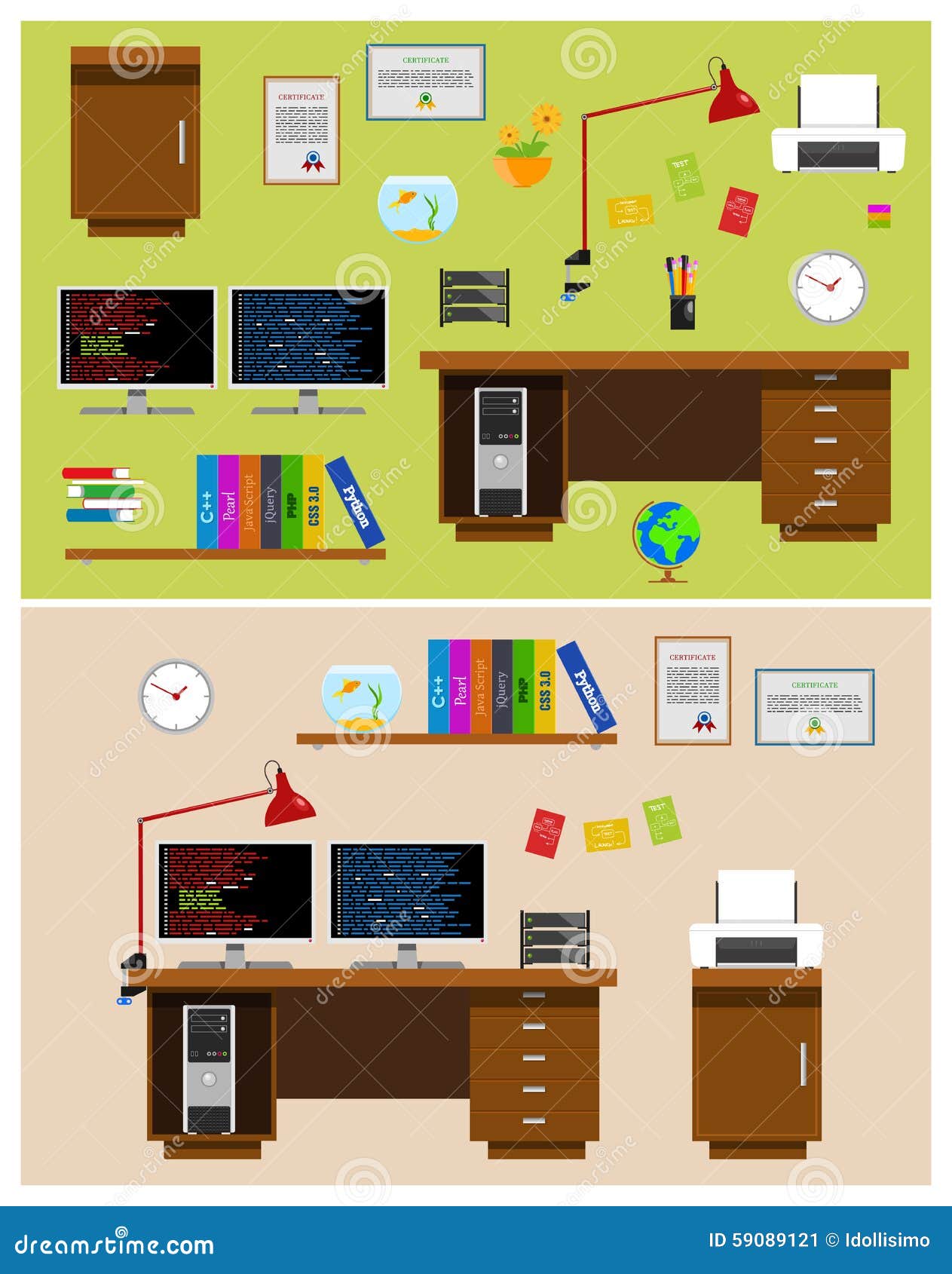 Programmer Office Space stock vector. Illustration of marketing - 59089121