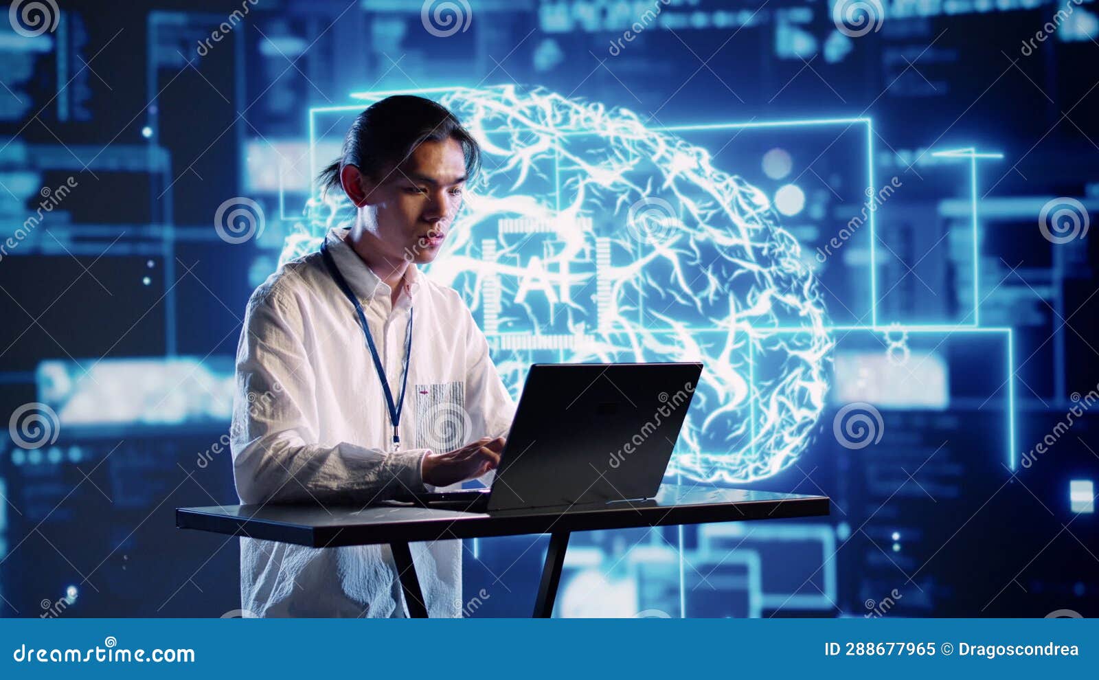 Programmer Performs AI Simulations Stock Video - Video of concept ...