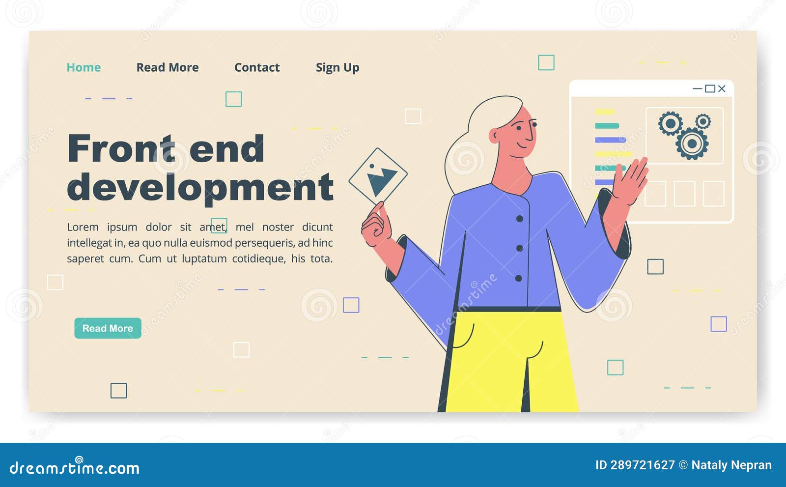 Programmer Person Develop Computer and Phone Website Interface. Front End Development Stock ...