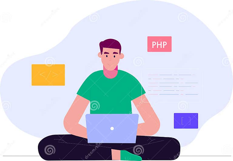 Programmer And Process Coding And Programming Concept Vector Stock 