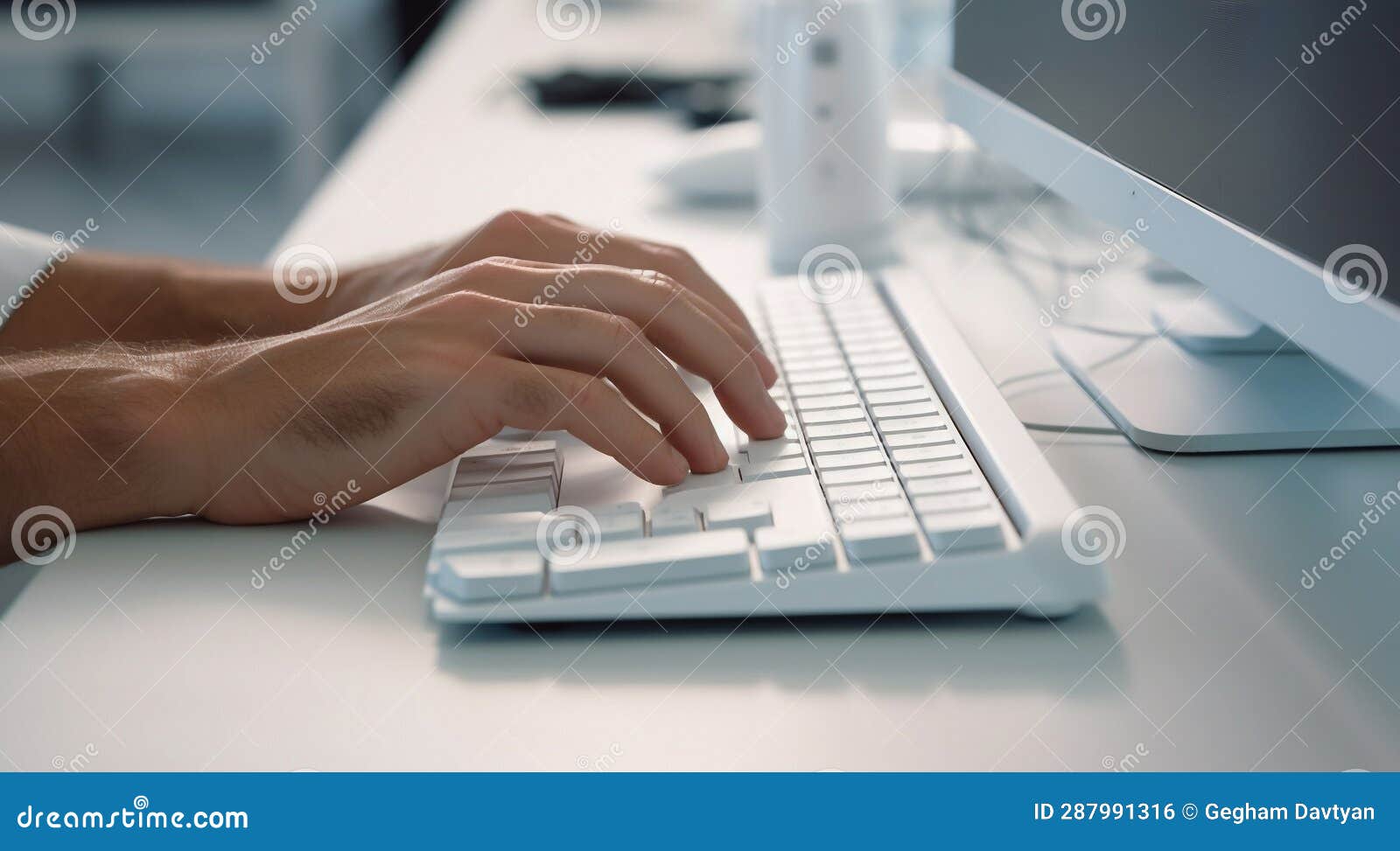Programmer Is Programming On The Computer Keyboard Person Typing On A Laptop Stock Illustration