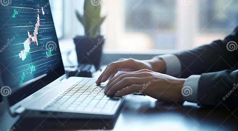 Programmer Is Programming On The Computer Keyboard Person Typing On A Laptop Stock Illustration
