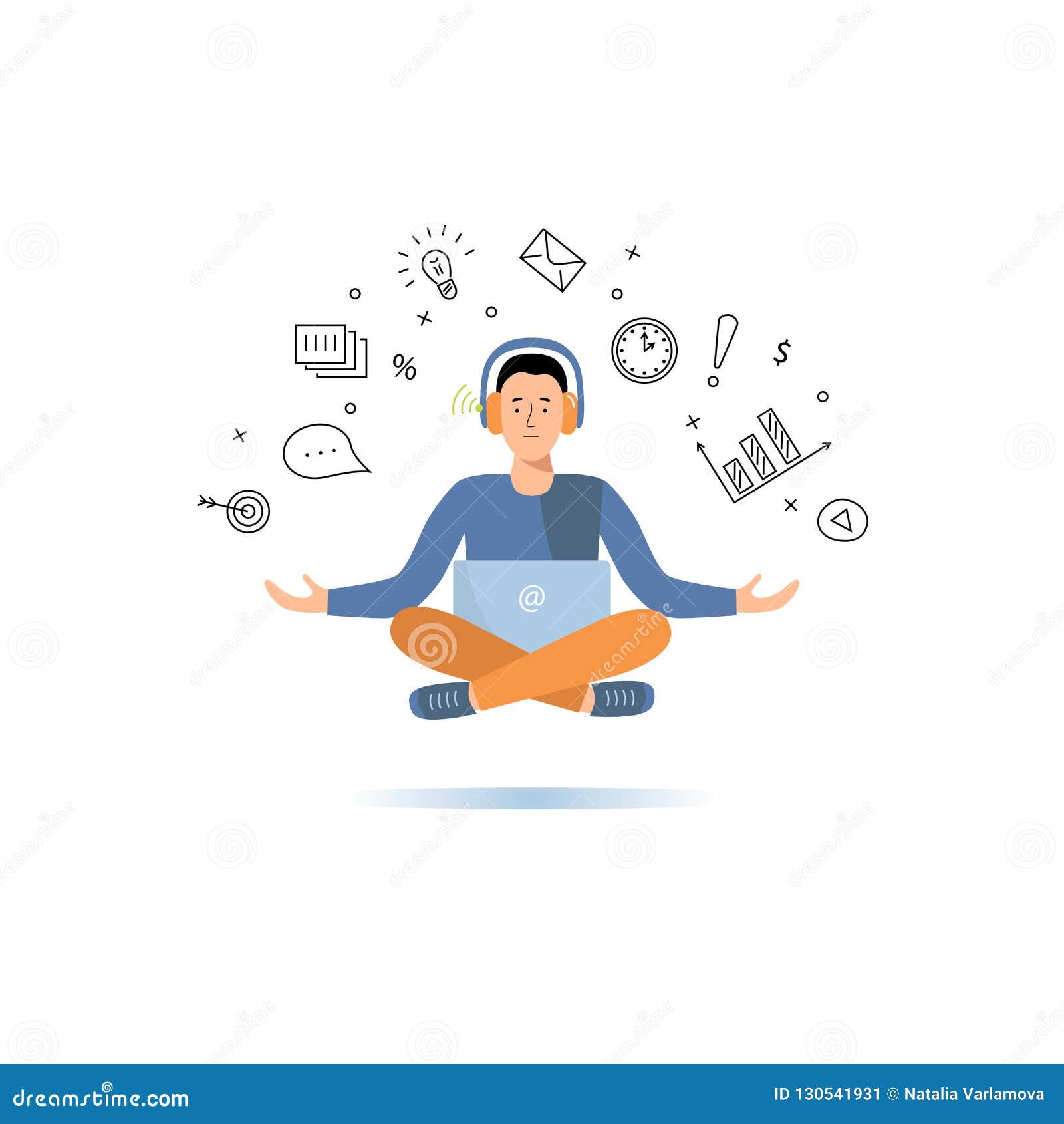 Programmer or Project Manager in a Yoga Pose. Stock Illustration ...