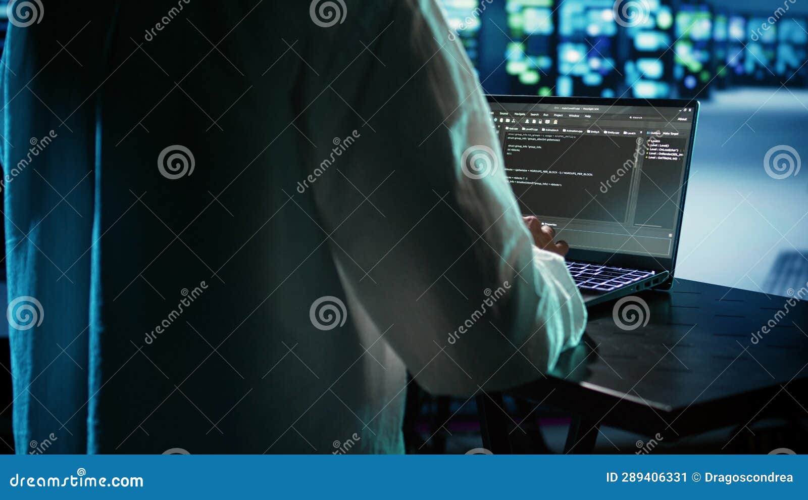 Programmer Runs Code in Data Center Stock Video - Video of scripts, code: 289406331