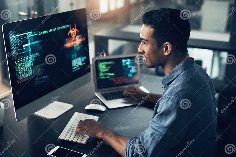 Programmer Screen And Man Typing Coding And Internet Connection With Digital Software