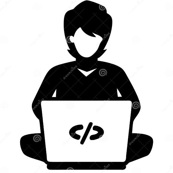 Programmer Silhouette with Laptop for Technology Design and Development ...