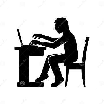 Programmer Silhouette Working on His Computer. Stock Vector ...