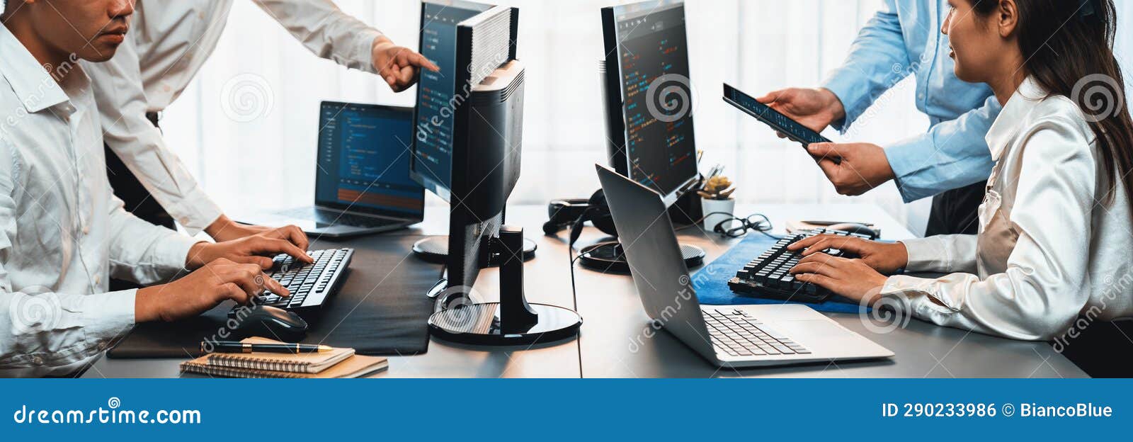 Programmer and Software Engineer Working in Tech Develop Company. Trailblazing Stock Photo ...