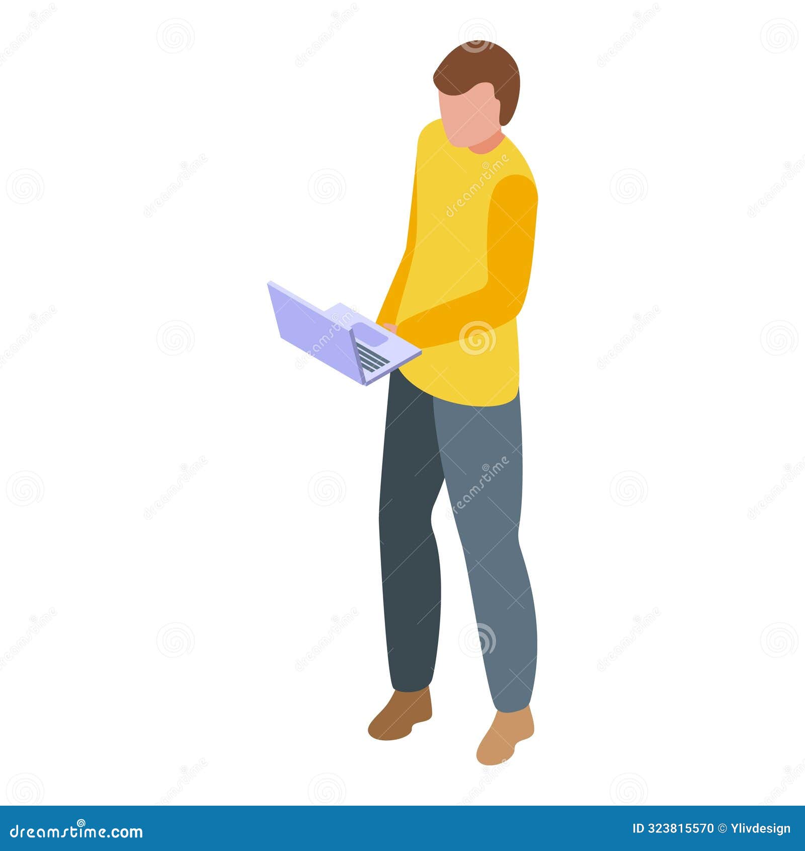 Programmer Working on Software Using Laptop Isometric View Stock Vector ...