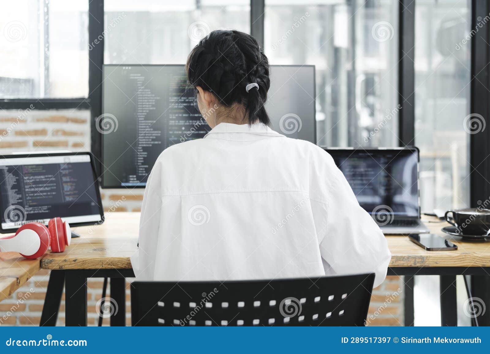 It Programmer Starts Working on Desktop Computer. Stock Image - Image of program, engineer ...