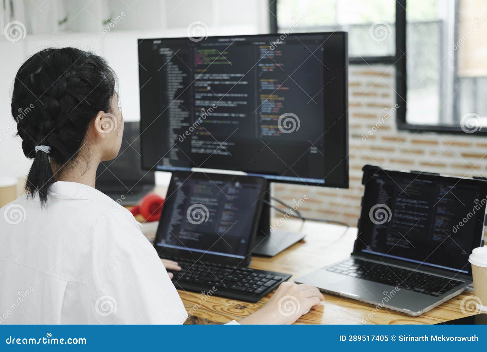 It Programmer Starts Working on Desktop Computer. Stock Image - Image of entrepreneur, coding ...