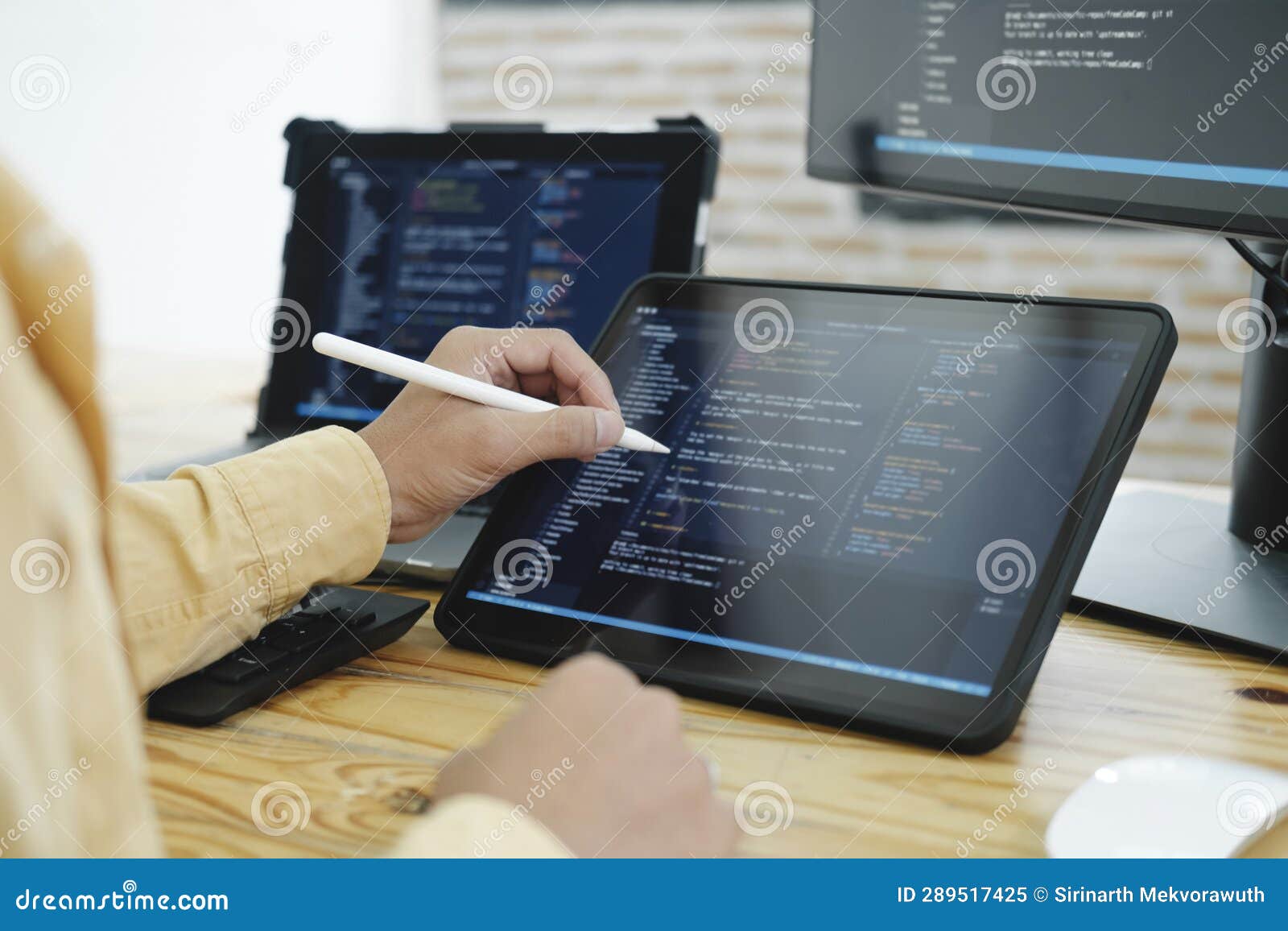 It Programmer Starts Working on Desktop Computer. Stock Image - Image of hacker, digital: 289517425
