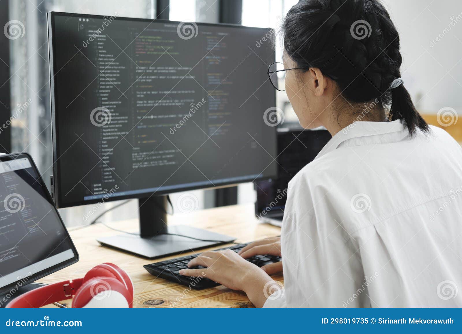 It Programmer Starts Working on Desktop Computer. Stock Image - Image of engineer, software ...