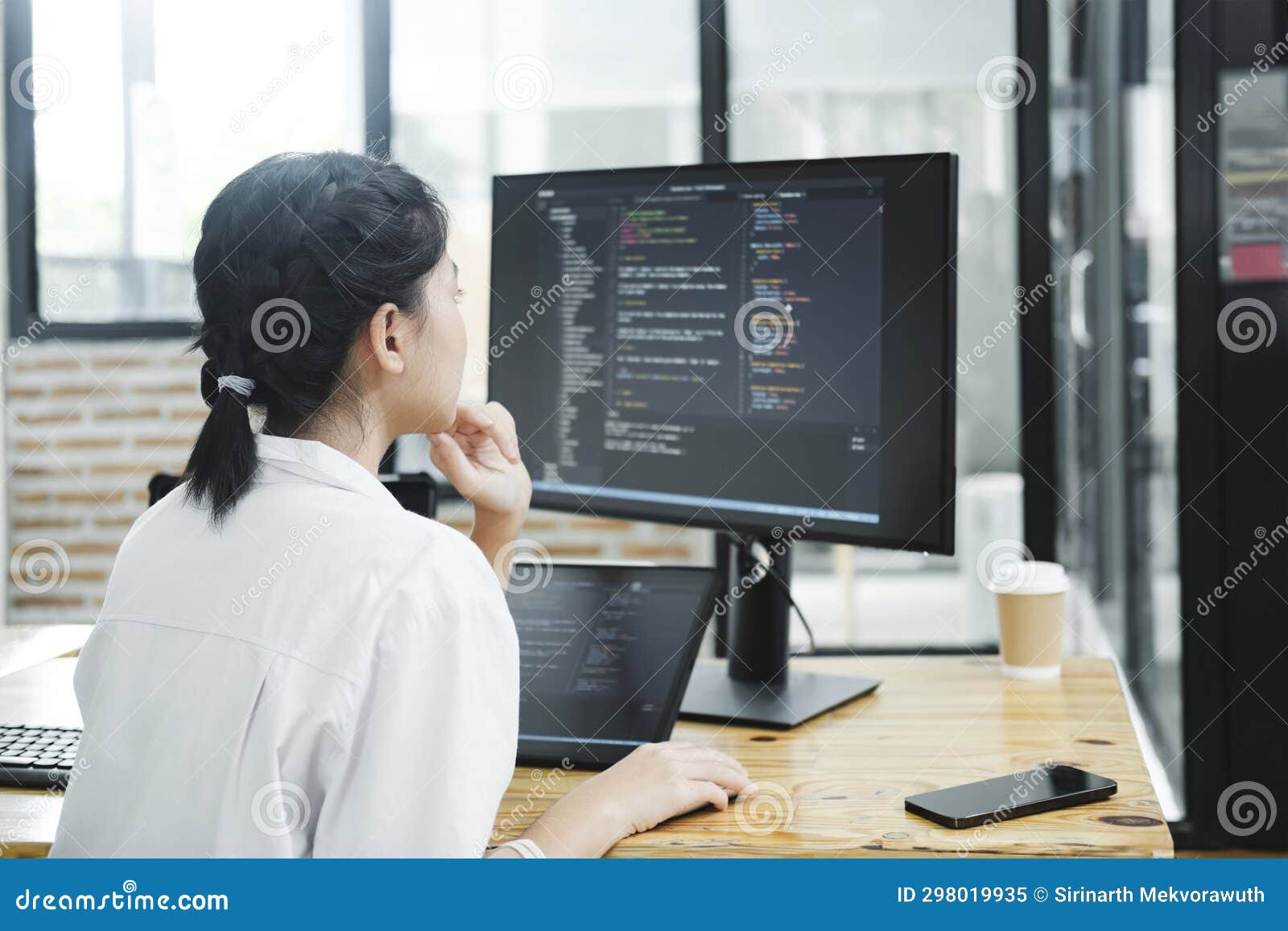 It Programmer Starts Working on Desktop Computer. Stock Image - Image of protection, hacker ...