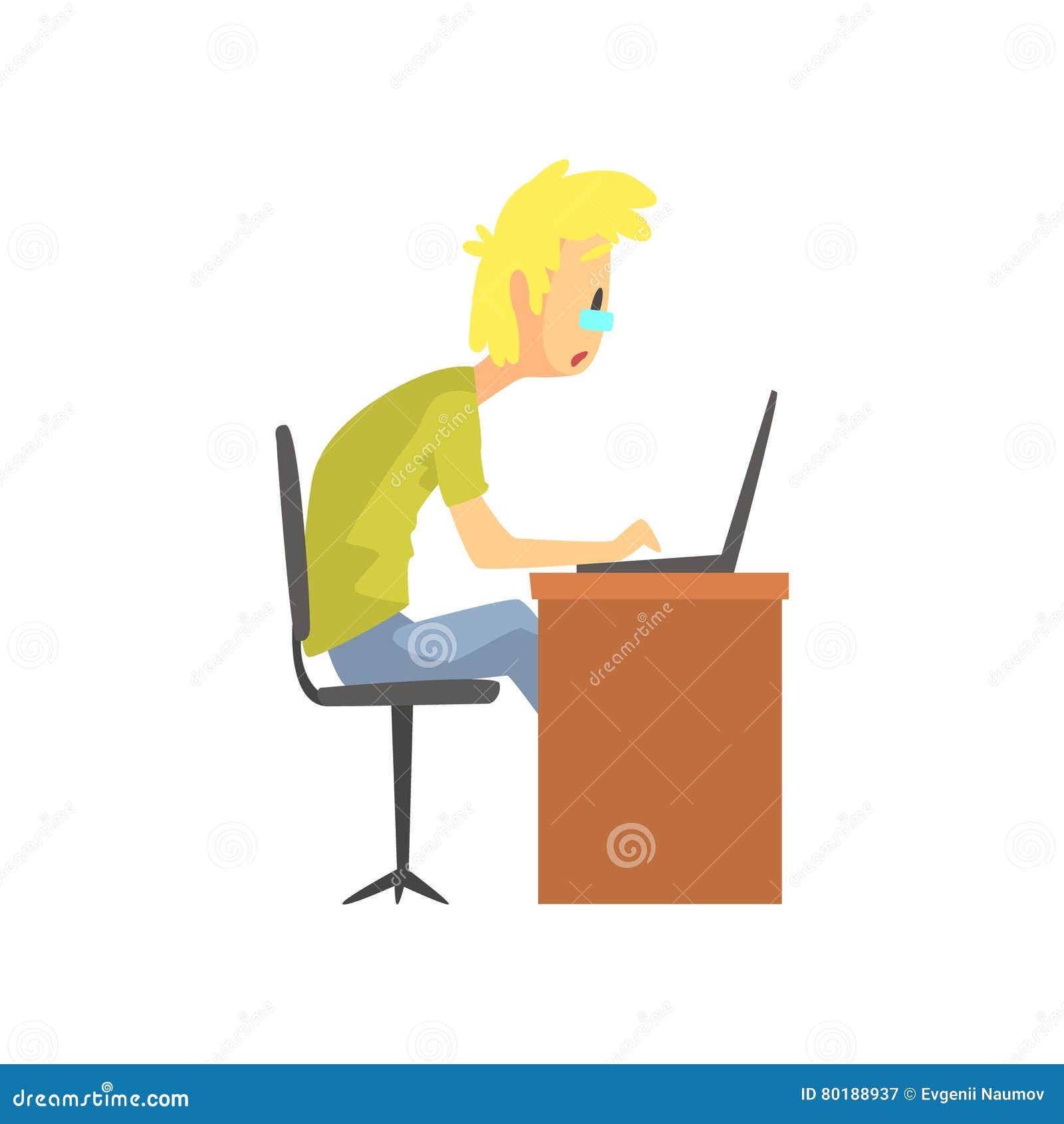 Programmer Student Working on Lap Top Funny Character Stock Vector ...