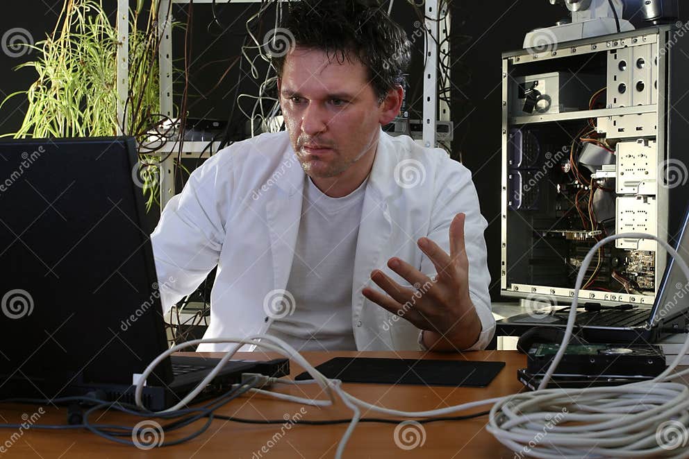Programmer in trouble stock image. Image of safety, repair - 9041229