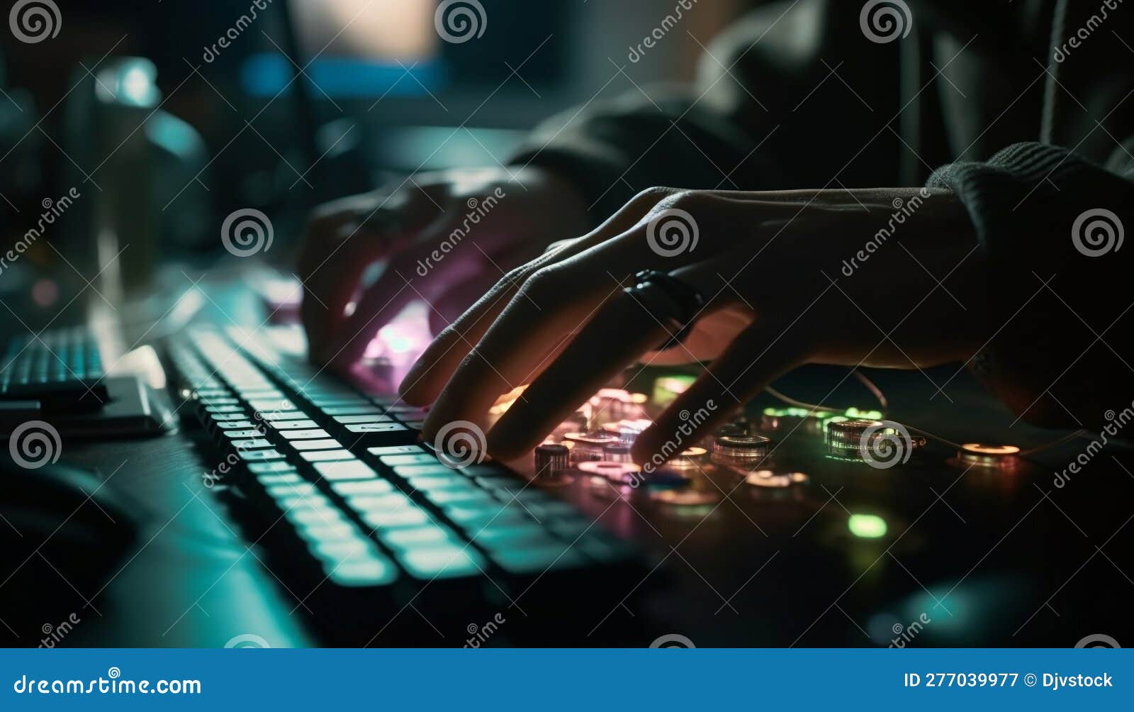 Programmer Typing Code on Computer Equipment at Night Generated by AI ... Programmer Typing Code on Computer Equipment at Night Generated by AI ...