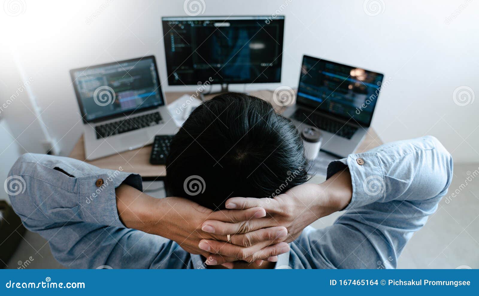 Programmer Typing Code On Desktop Computer Developing Programming And Coding Technologies
