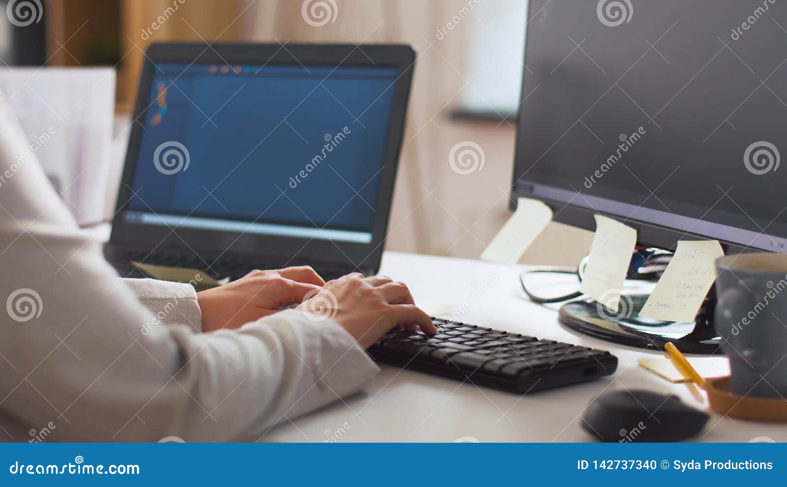 Programmer Typing on Computer Keyboard at Office Stock Footage - Video ...