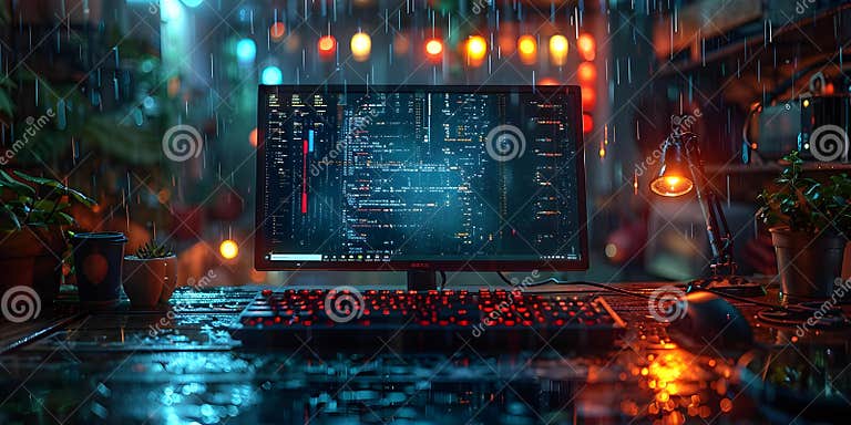 A Programmer Typing on a Computer in an it Office Checking Code on the Screen. Concept ...