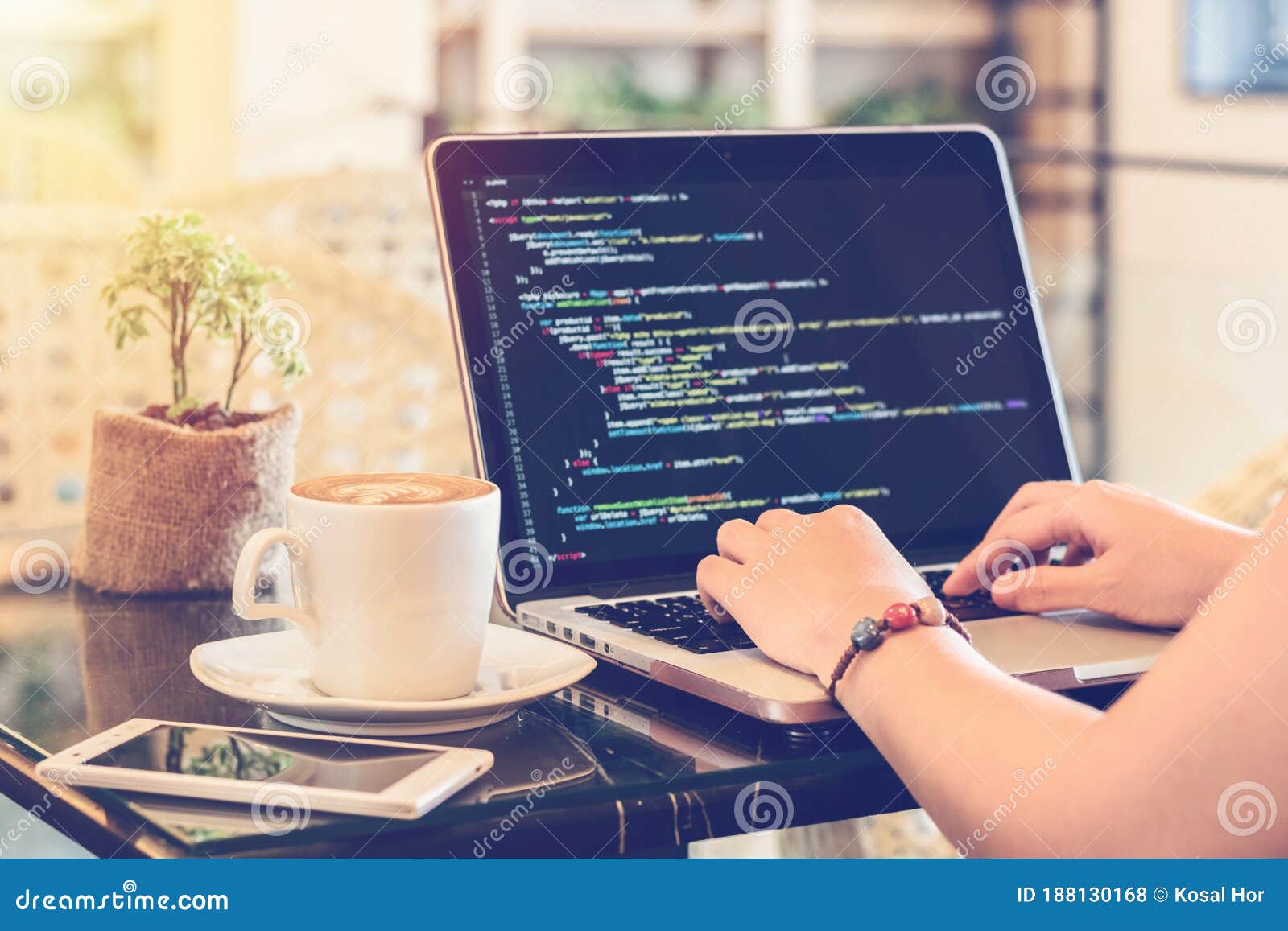 Programmer Typing New Lines Of Html Code Laptop And Hand Closeup