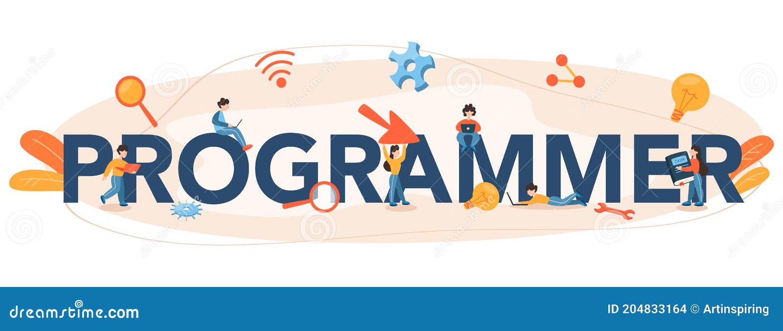 Programmer Typographic Header. Idea of Working on the Computer Stock ... Programmer Typographic Header. Idea of Working on the Computer Stock ...