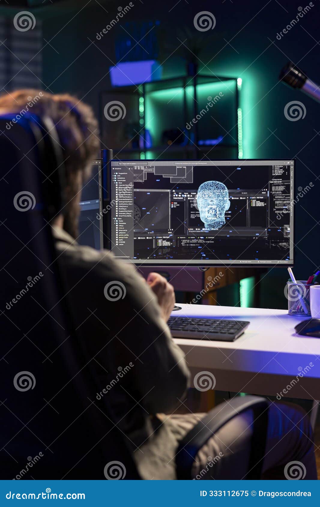 Programmer Updating Artificial Intelligence Neural Networks Writing