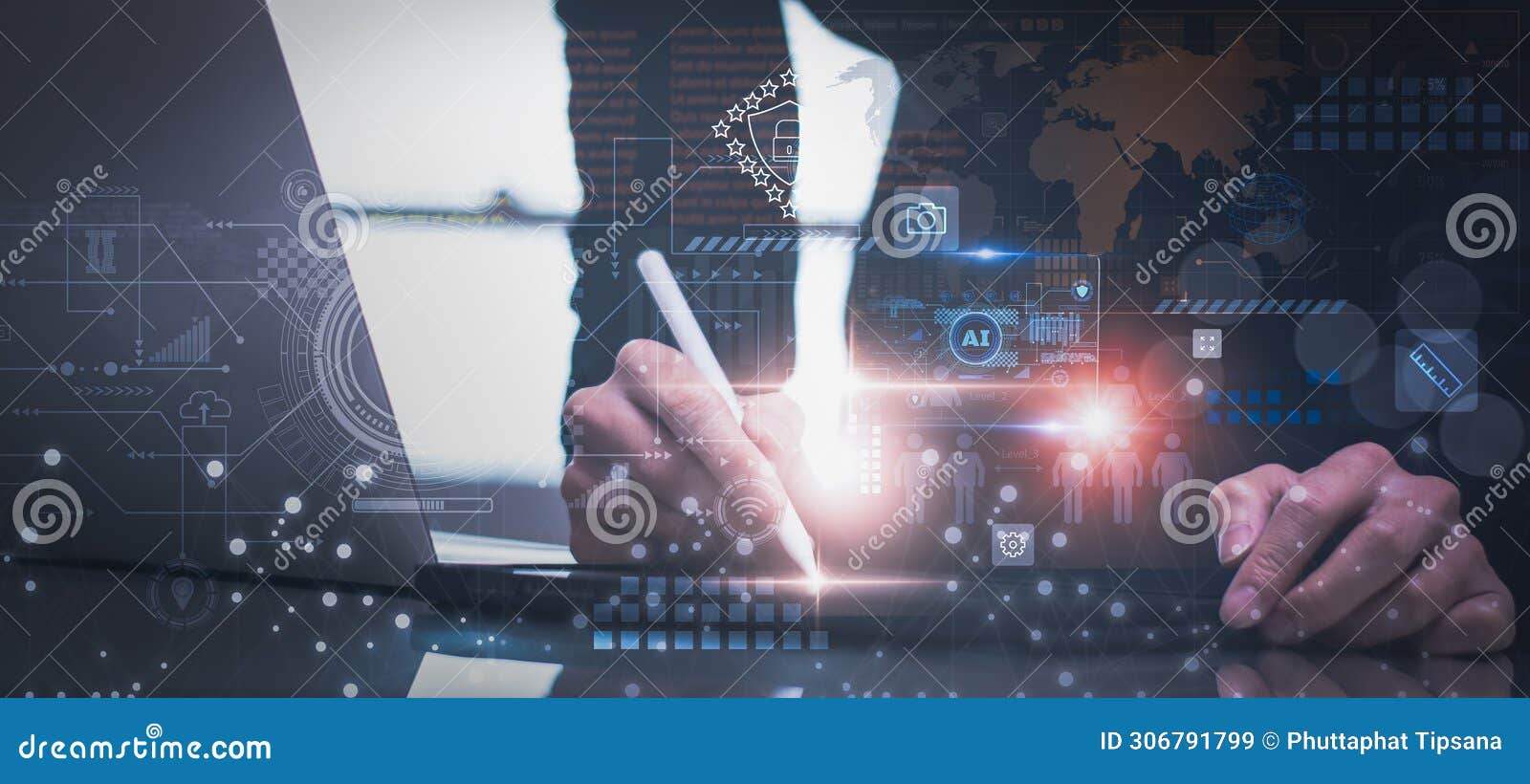 Programmer Using AI Artificial Intelligence Technology Data Development, Computer Data ...