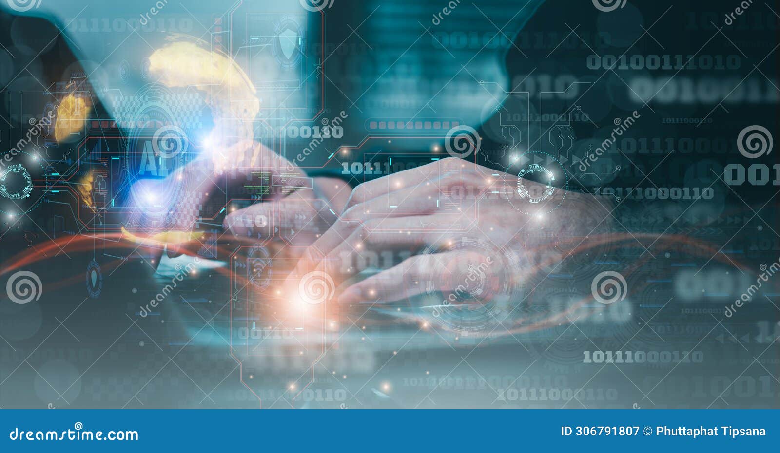 Programmer Using AI Artificial Intelligence Technology Data Development ...