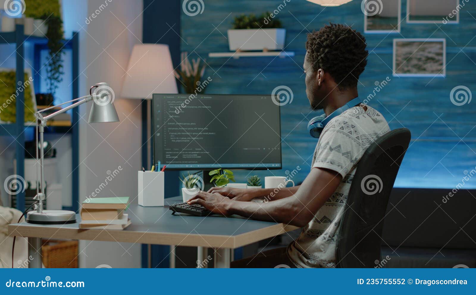 Programmer Using Binary Code For Website Interface Development Stock