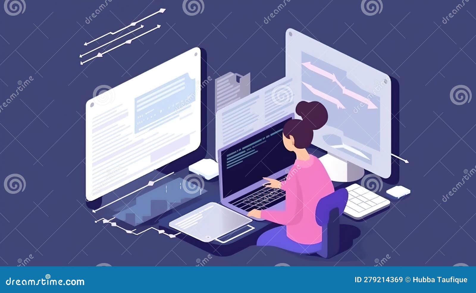A Programmer Is Using Computer Generative Ai Stock Illustration Illustration Of Generative