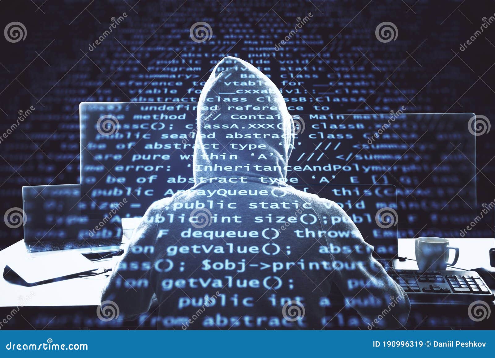 Programmer Using Computer with Programming Code Stock Image - Image of ...