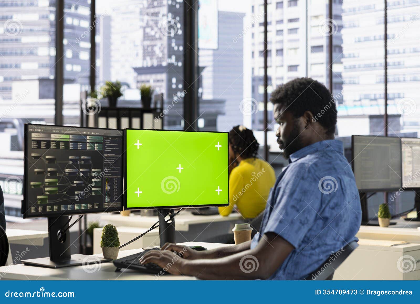 Programmer Using Mockup Pc To Develop Machine Learning Apis Stock Image Image Of Developer