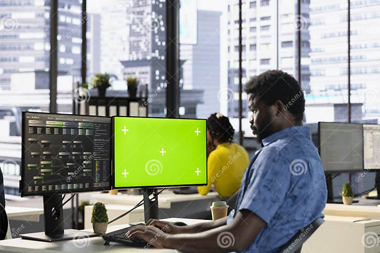 Programmer Using Mockup PC To Develop Machine Learning APIs Stock Image - Image of developer ...