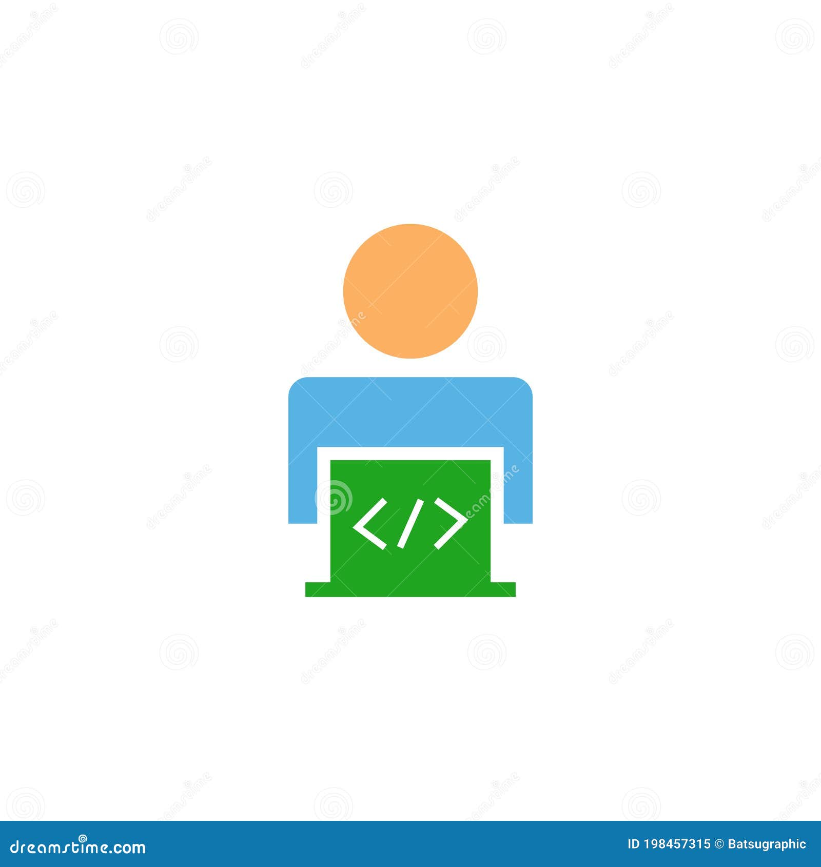 Programmer Man Vector Classic Professional Programmer Man Coding Typing Code Flat Cartoon