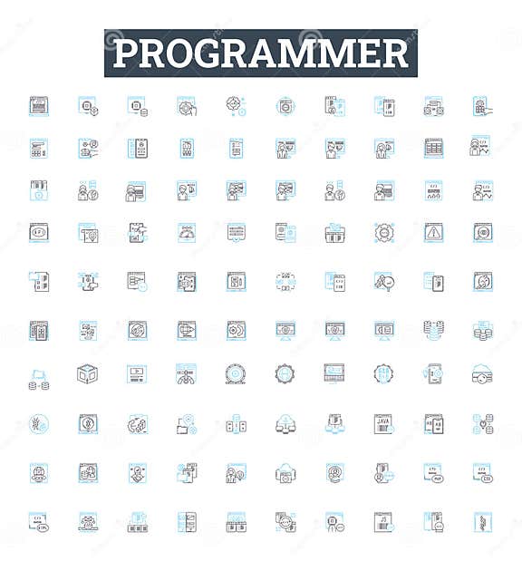 Programmer Vector Line Icons Set. Developer, Coder, Engineer ...