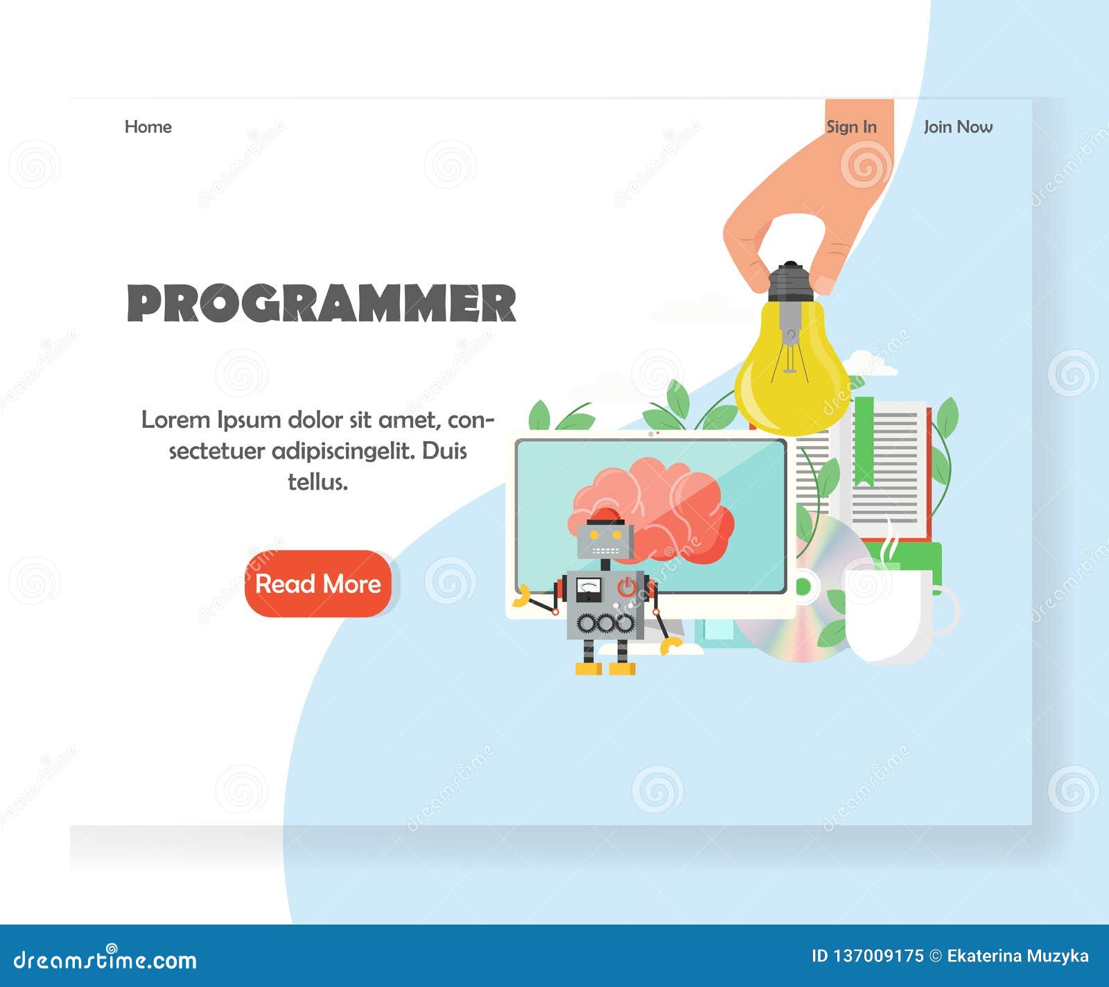 Programmer Vector Website Landing Page Design Template Stock Vector ...